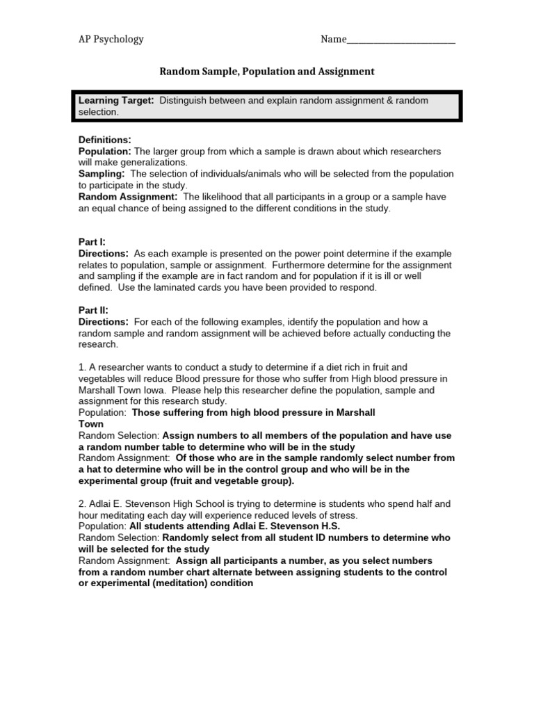 Random Sampling and Assignment in Research | PDF | Sampling (Statistics ...