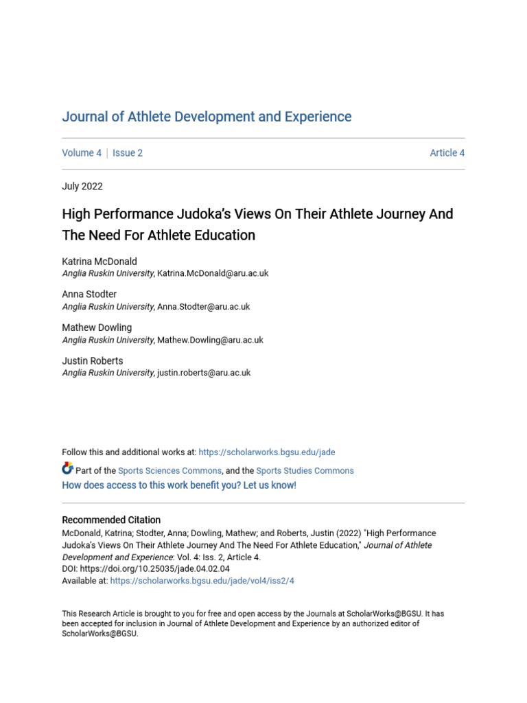 Athlete Journey and The Need For Athlete Education | PDF | Knowledge ...