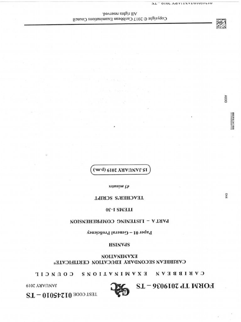 JAN Paper1 Spanish Csec 2019 | PDF