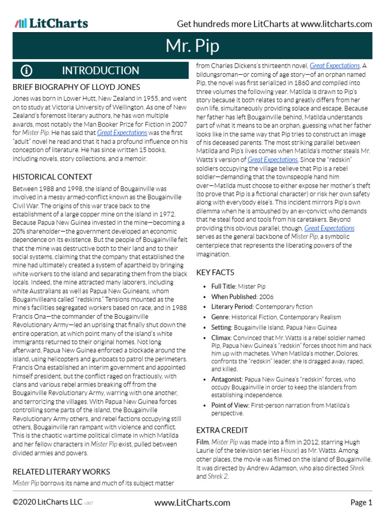 MR Pip LitChart | PDF | Great Expectations | Estella (Great Expectations)