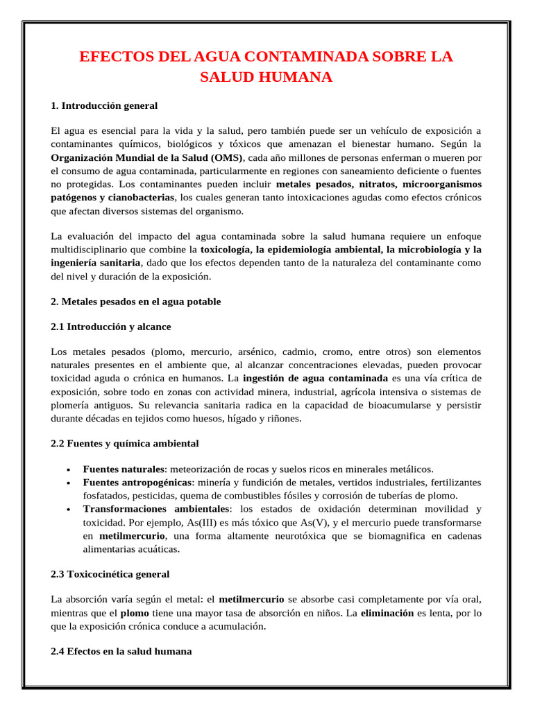 Impacto del Agua Contaminada en Salud | PDF | La contaminación del agua ...