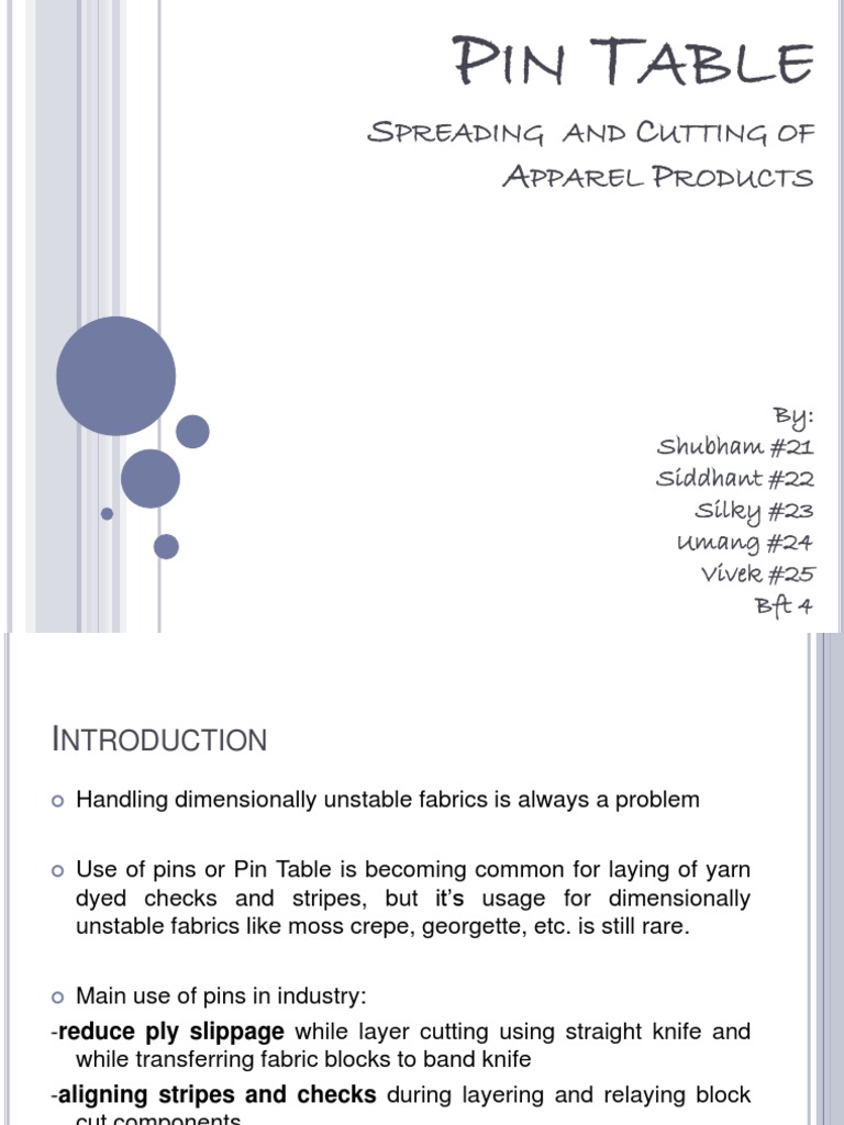Pin Table Spreading and Cutting Apparel Products | PDF | Textiles ...