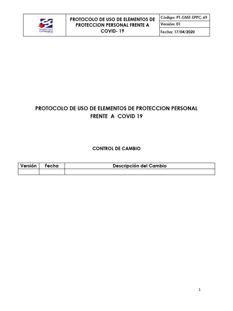 PROTOCOLO de USO de EPP FRENTE AL COVID-19 | PDF | Infección | Microbiología