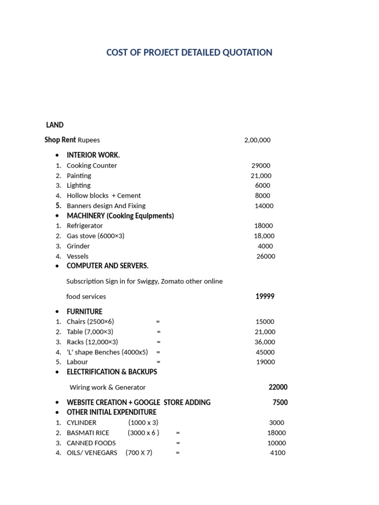 Detailed Project Cost Breakdown | PDF