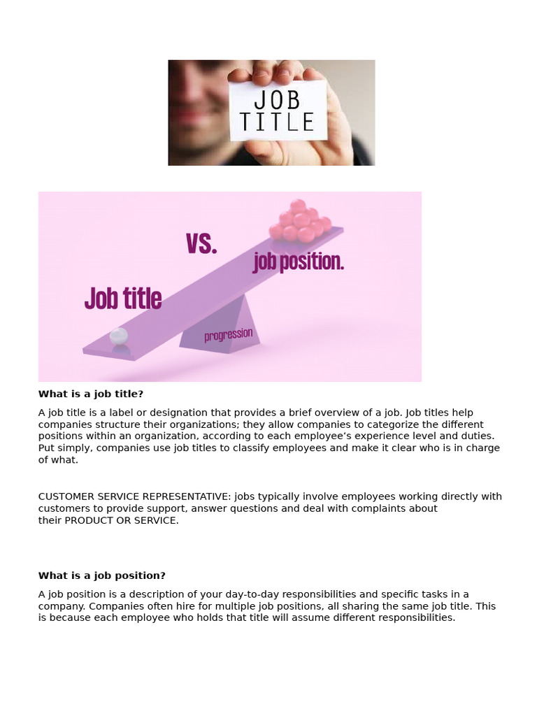Understanding Job Titles and Positions | PDF