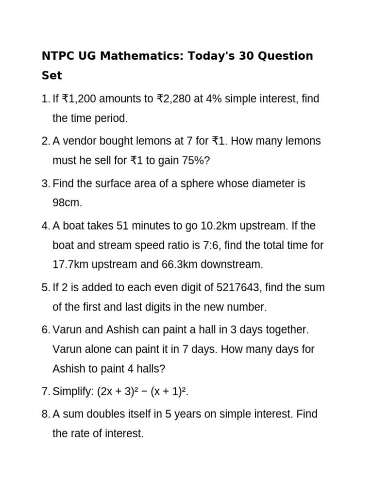 Today's 30 Question Set | PDF
