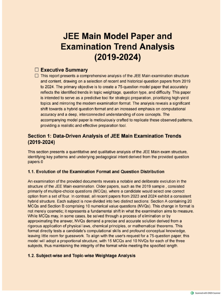 JEE Main Model Papers For 99% | PDF
