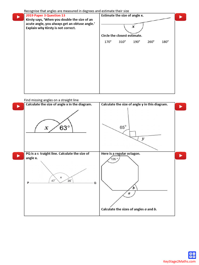 Key Stage 2 Maths: Angle Measurement Guide | PDF | Shape | Rectangle