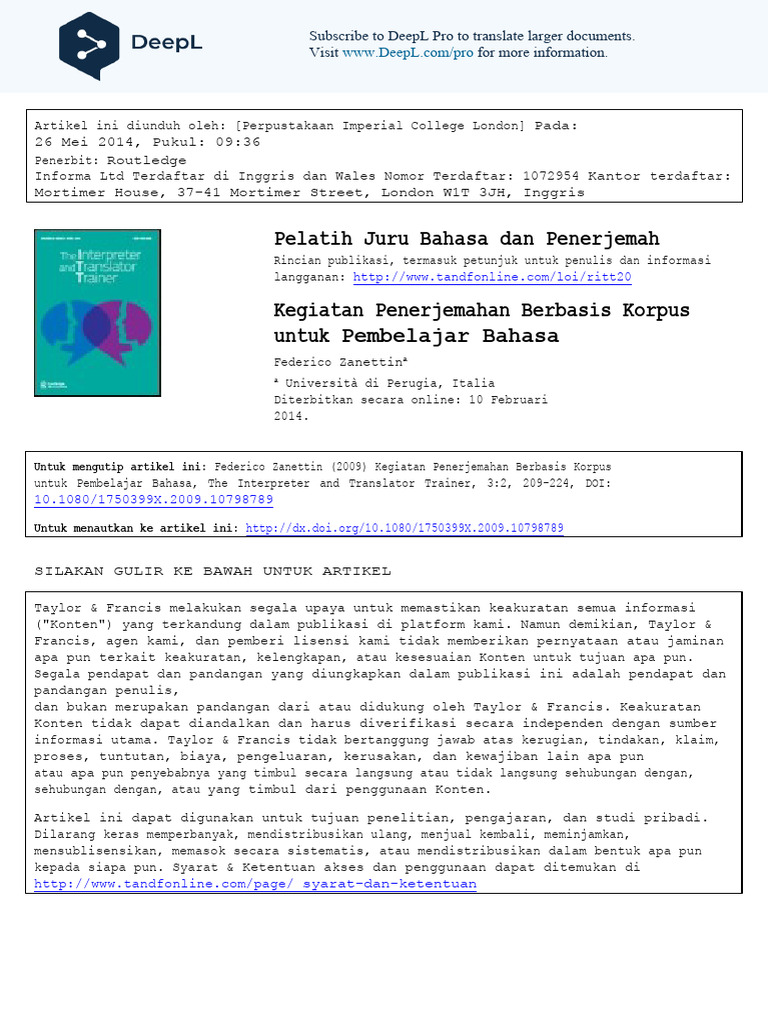 Corpus-Based Translation Id | PDF