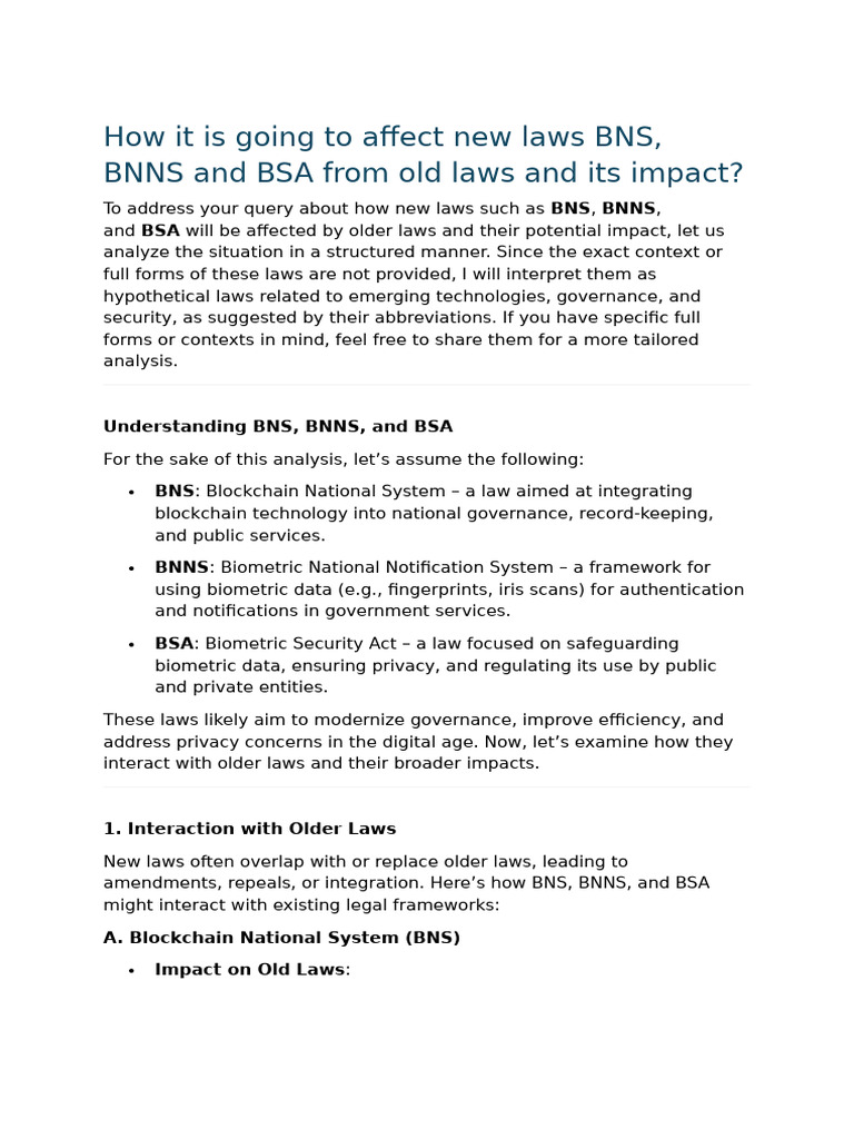 How It Is Going To Affect New Laws BNS | PDF | Computer Security | Security