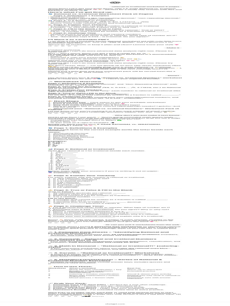 Rational Irrational Worksheet Pack | PDF