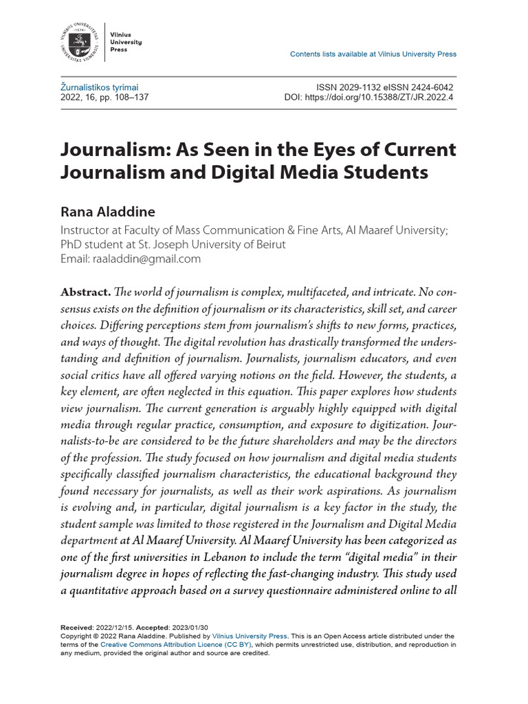 Journalism As Seen in The Eyes of Current Journalism and 2wzmao62 | PDF ...