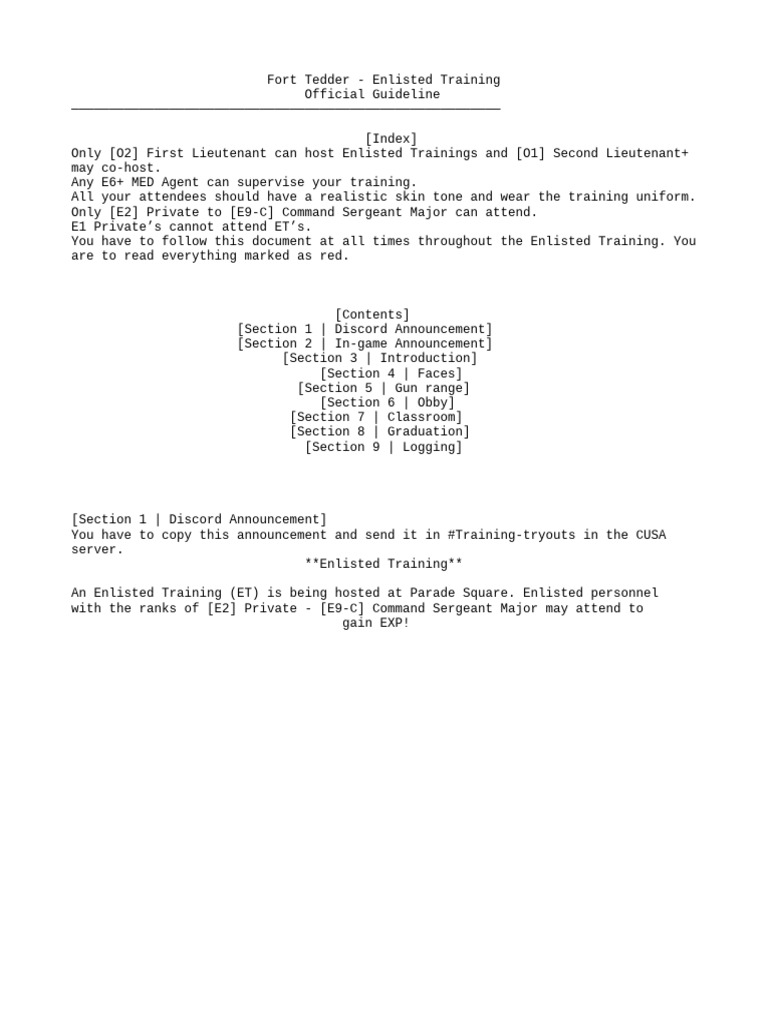 Enlisted Training Guidelines for Hosts | PDF