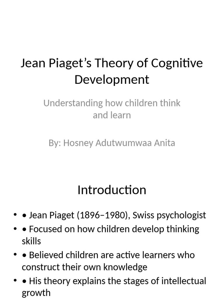 Jean Piaget Cognitive Development Presentation | PDF | Behavioural ...