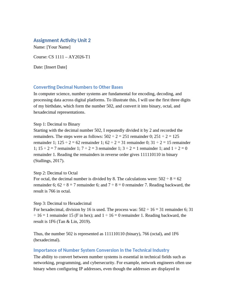 Assignment Activity Unit2 | PDF | Ascii | Computer Science