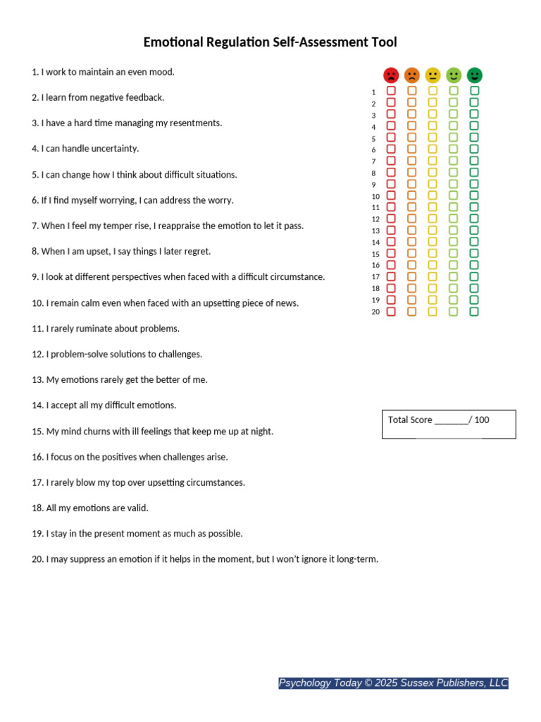 Assessment Tool | PDF | Emotional Self Regulation | Emotions