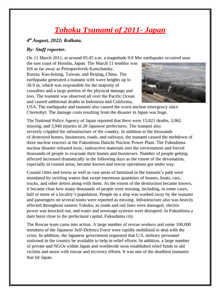 2011 Tohoku Tsunami Impact Overview | PDF | Fukushima Daiichi Nuclear ...