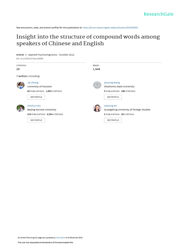Insight Into The Structure of Compound | PDF | Word | Morphology ...