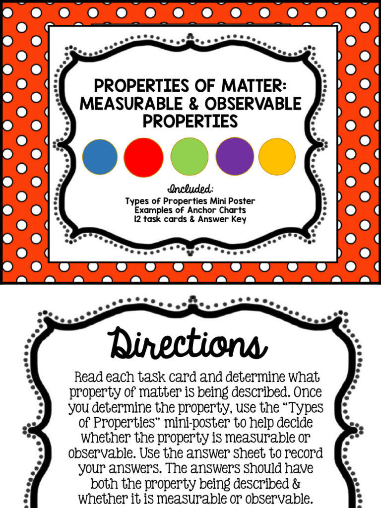 Properties of Matter: Measurable & Observable Properties: Included | PDF