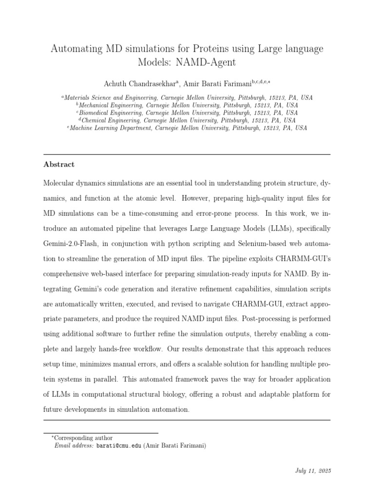 Automating Protein MD Simulations with LLMs | PDF | Simulation ...