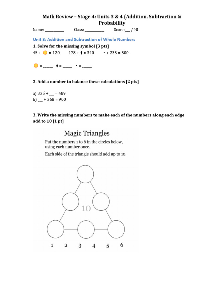 Math - Review - Unit 3 and Unit 4 | PDF | Mathematics