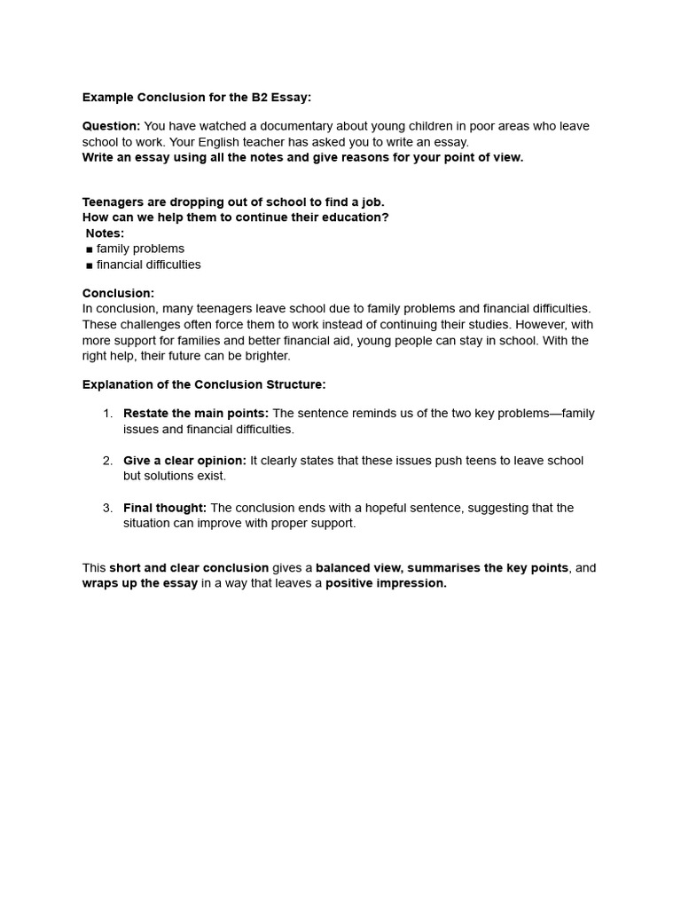 Conclusion Structure for B2 Essays | PDF