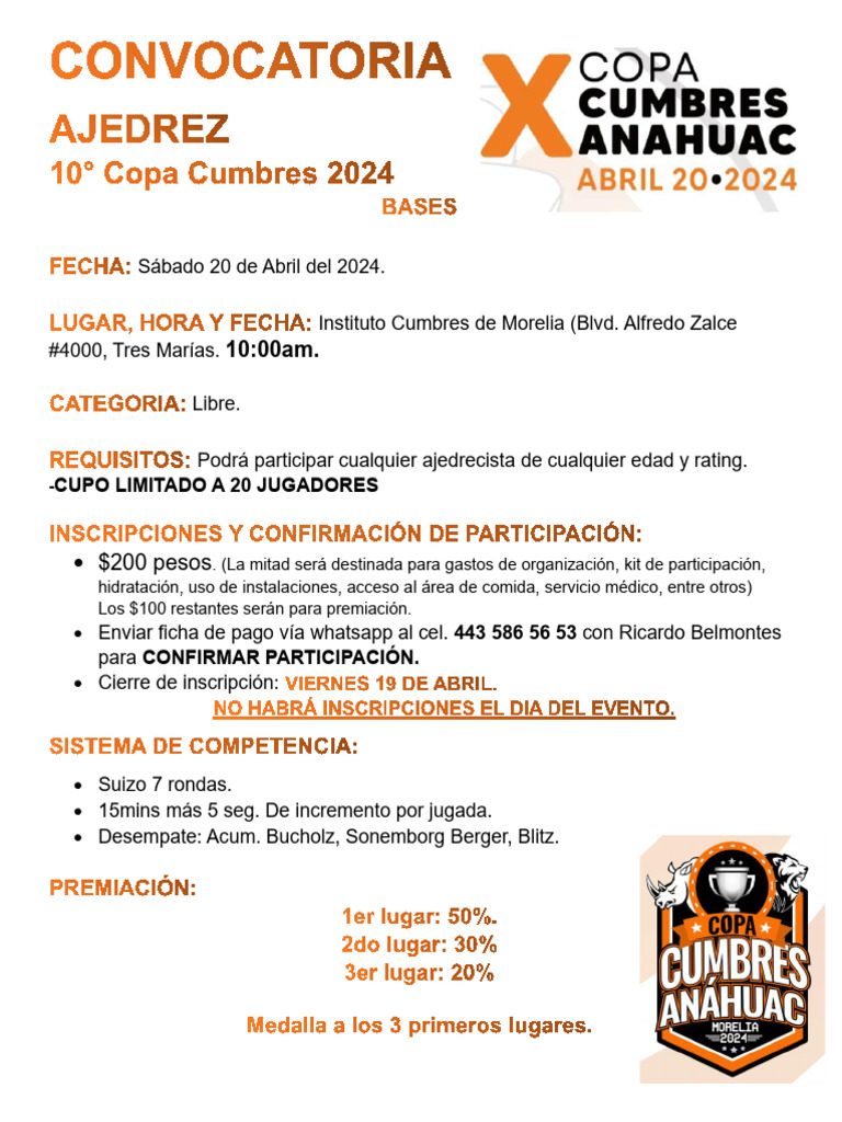 Copa Cumbres Ajedrez Libre 2024 | PDF