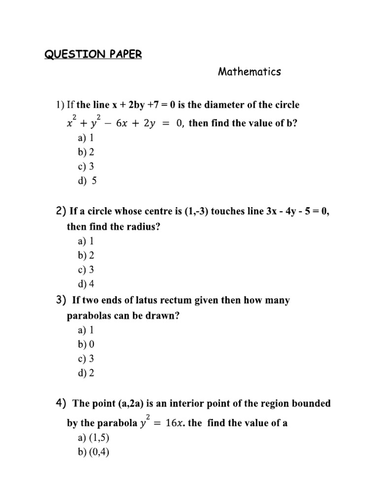 Question Paper Math | PDF