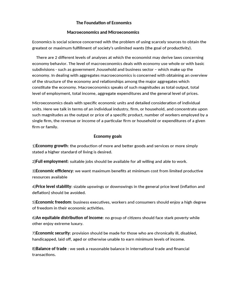 The Foundation of Economics | PDF
