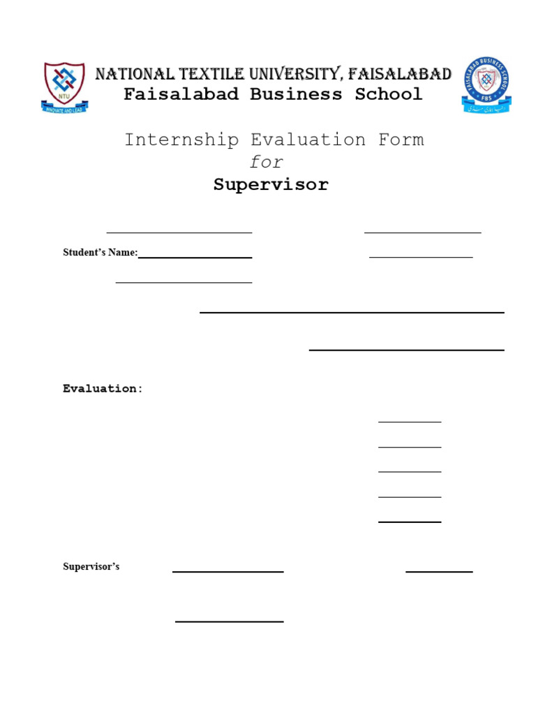 Internship Evaluation Form Template | PDF