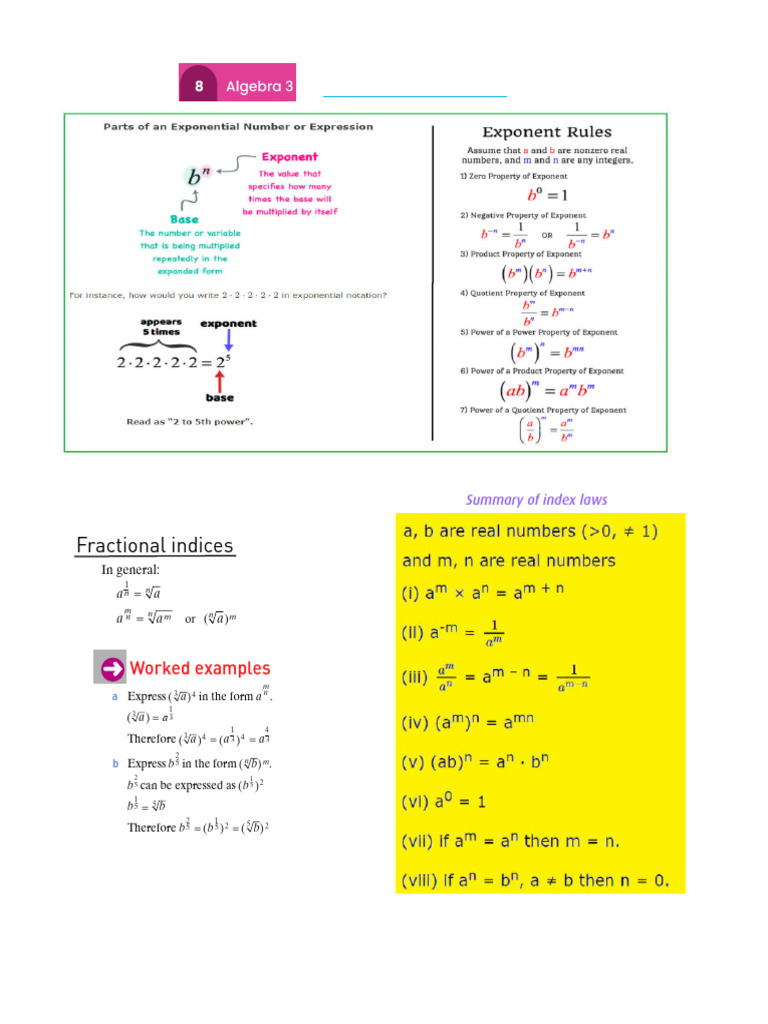 Index Laws and Simplification Exercises | PDF | Mathematics