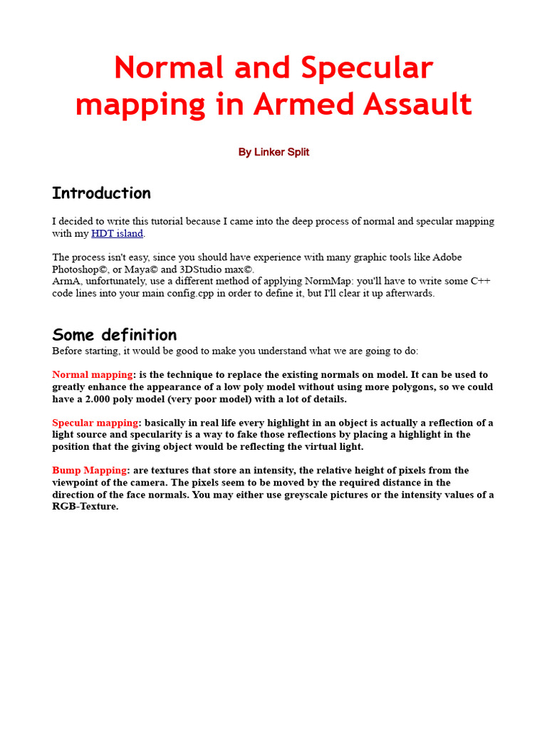 Specular Mapping in ArmA Tutorial | PDF | Texture Mapping | Computer Vision
