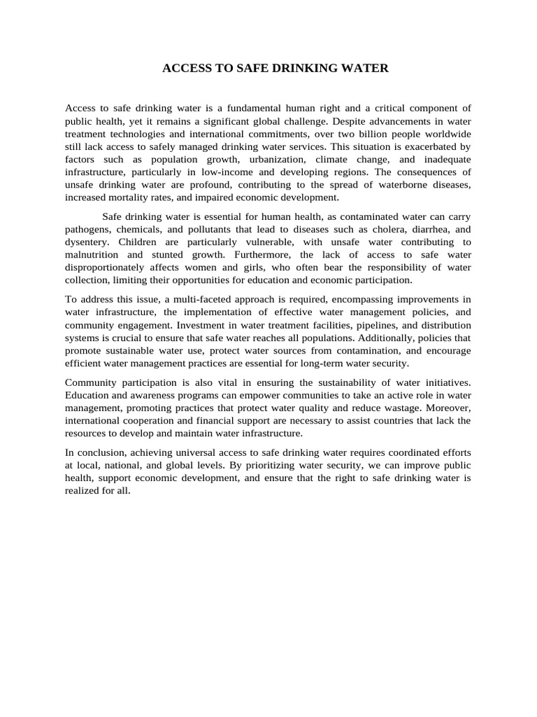 Abstract Access To Safe Drinking Water | PDF