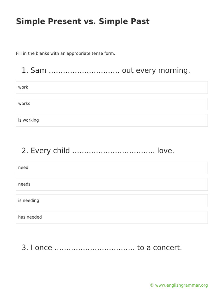 Simple Present vs. Simple Past | PDF