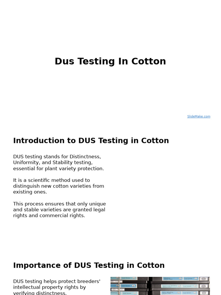 Dus Testing in Cotton | PDF | Plant Breeding