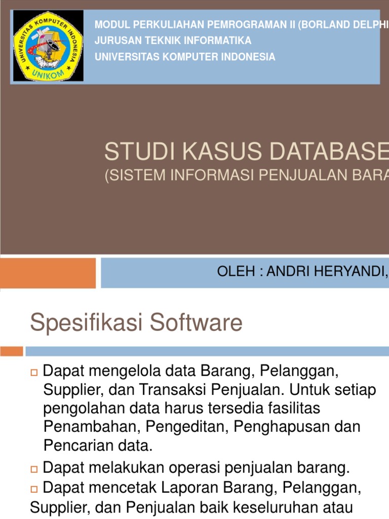 Studi Kasus Pemrograman Delphi | PDF
