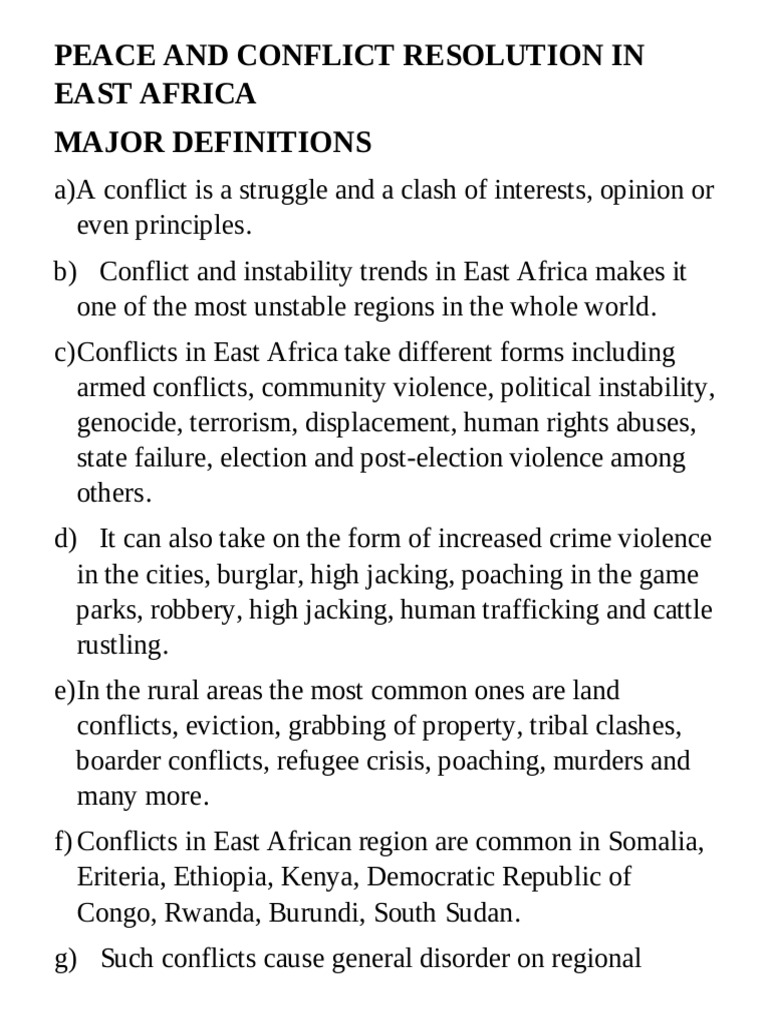 East Africa: Conflict Causes and Solutions | PDF | Cost Of Living