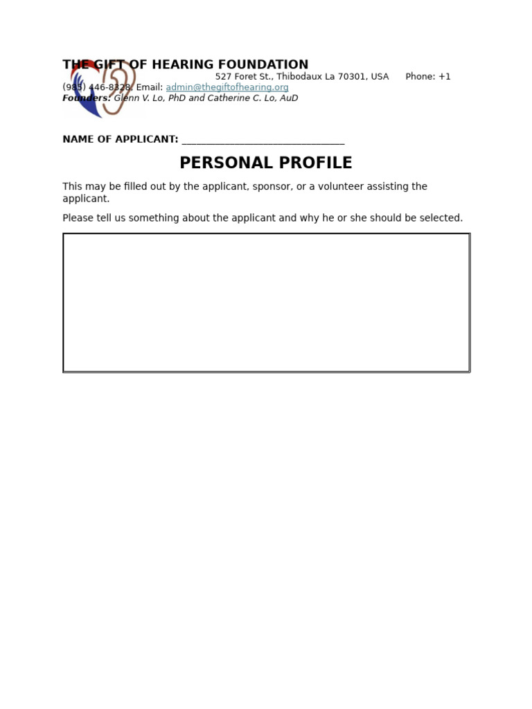 Personal Profile Form | PDF