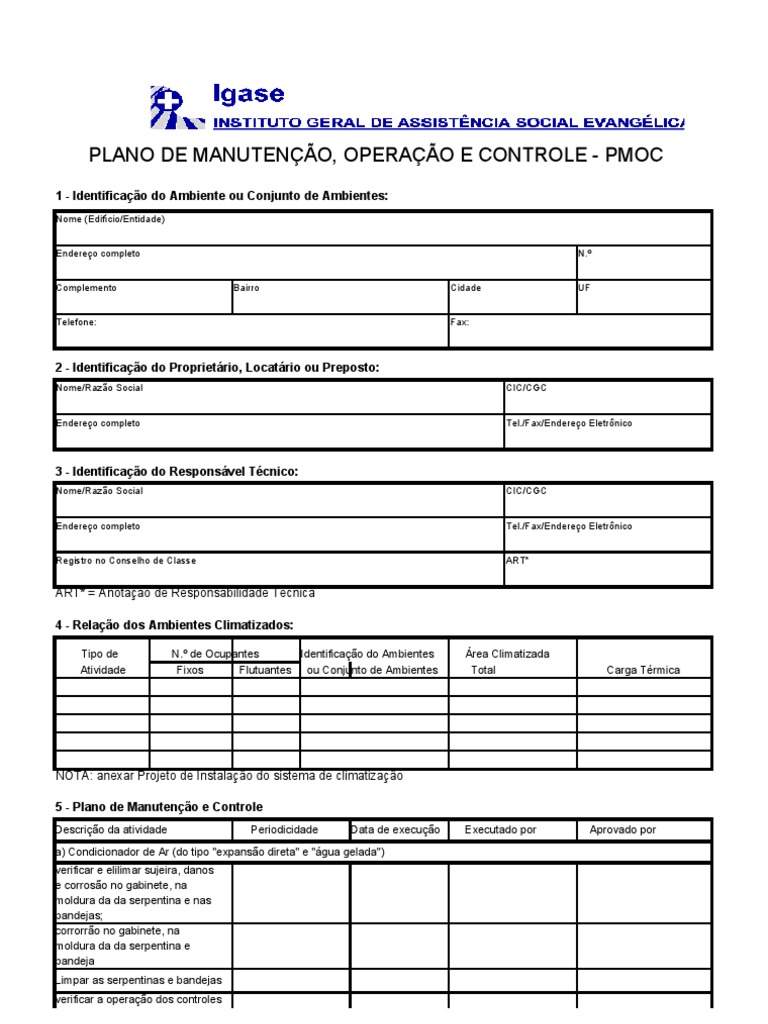 Modelo de PMOC | PDF | Ar condicionado | Corrosão