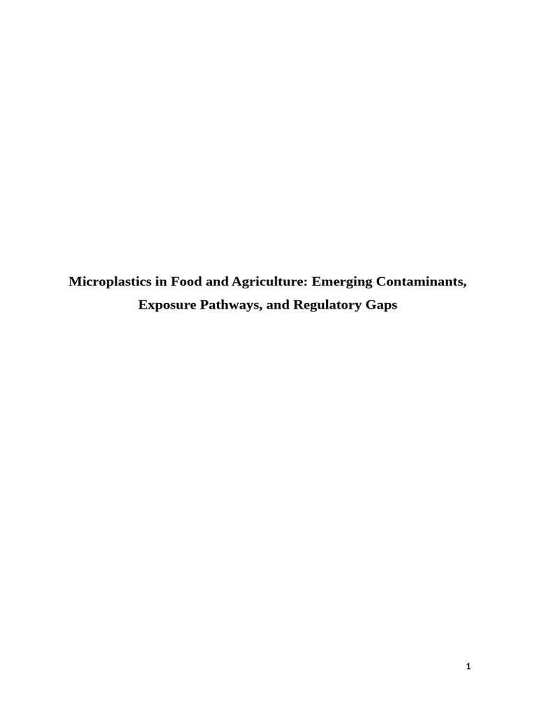Review Paper Microplastics in Food and Agriculture | PDF | Soil ...