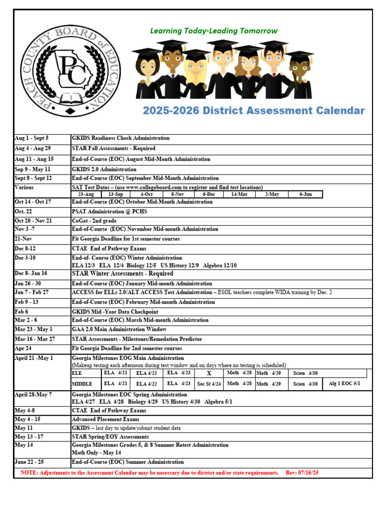 2025-2026 Assessment Calendar Overview | PDF | Qualifications ...