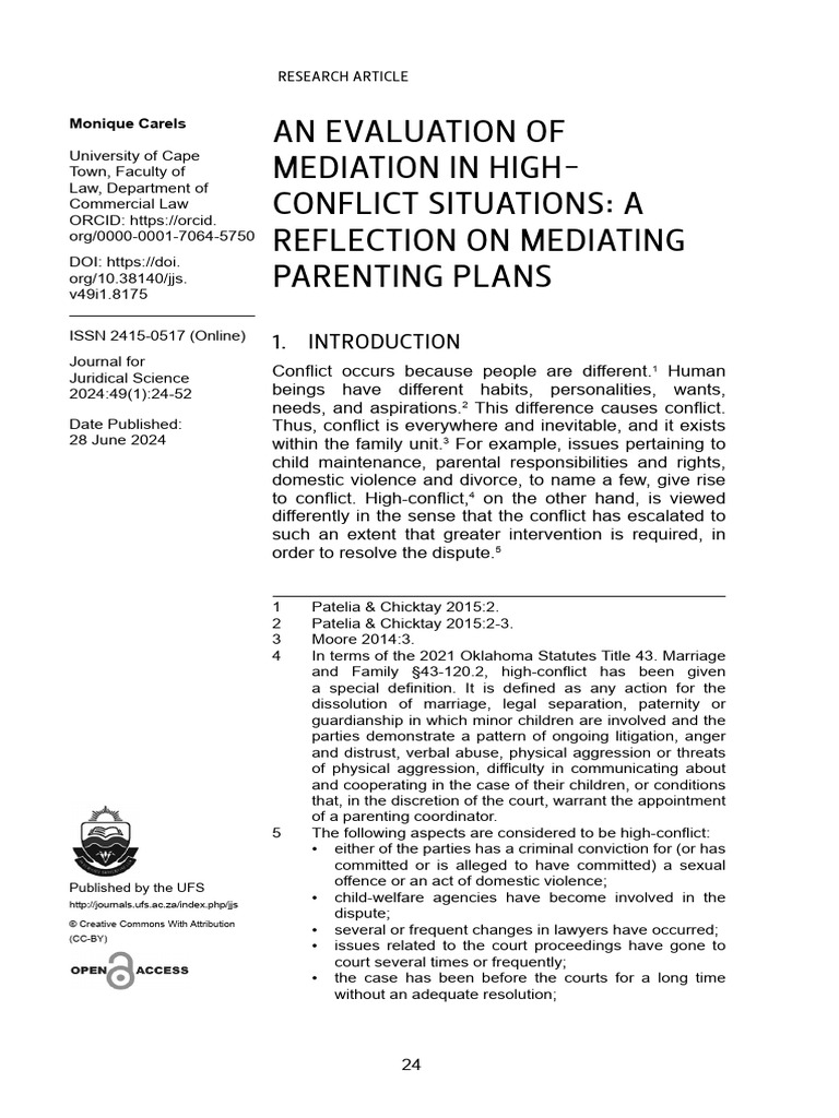 Mediation in High-Conflict Parenting Cases | PDF | Mediation | Narrative