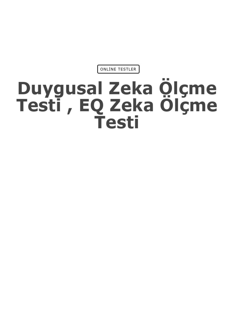 Duygusal Zeka Ölçme Testi, EQ Zeka Ölçme Testi - Kim Psikoloji | PDF