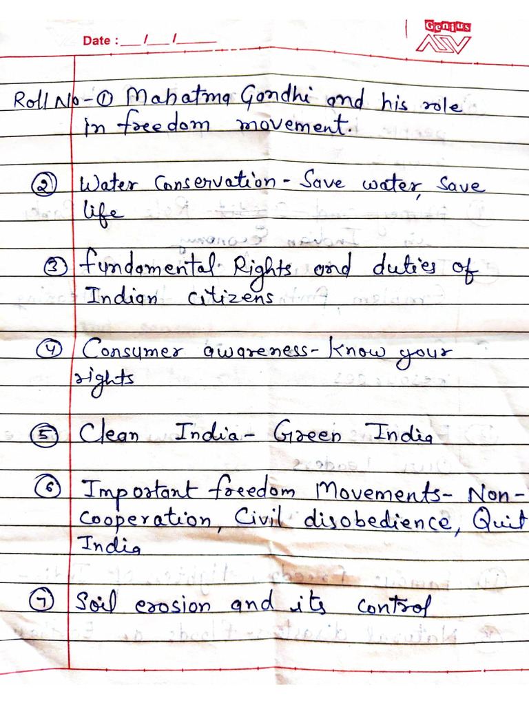 SST Project Topics According To Roll Numbers | PDF