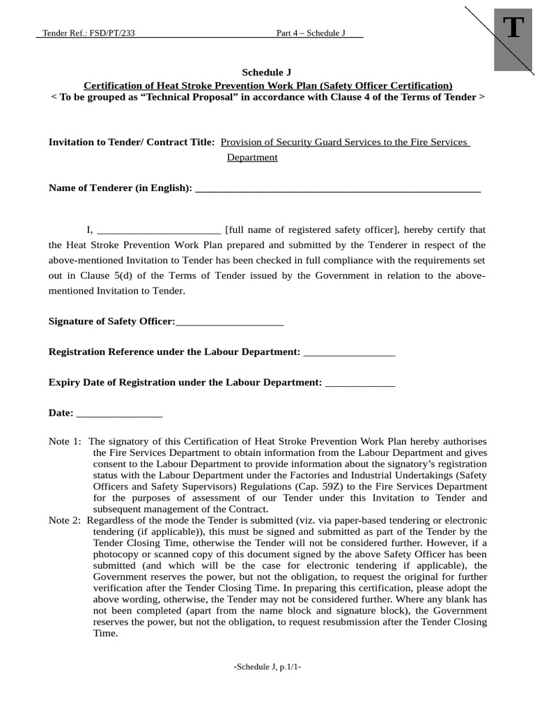 15 - Schedule J - Safety Officer Certification | PDF