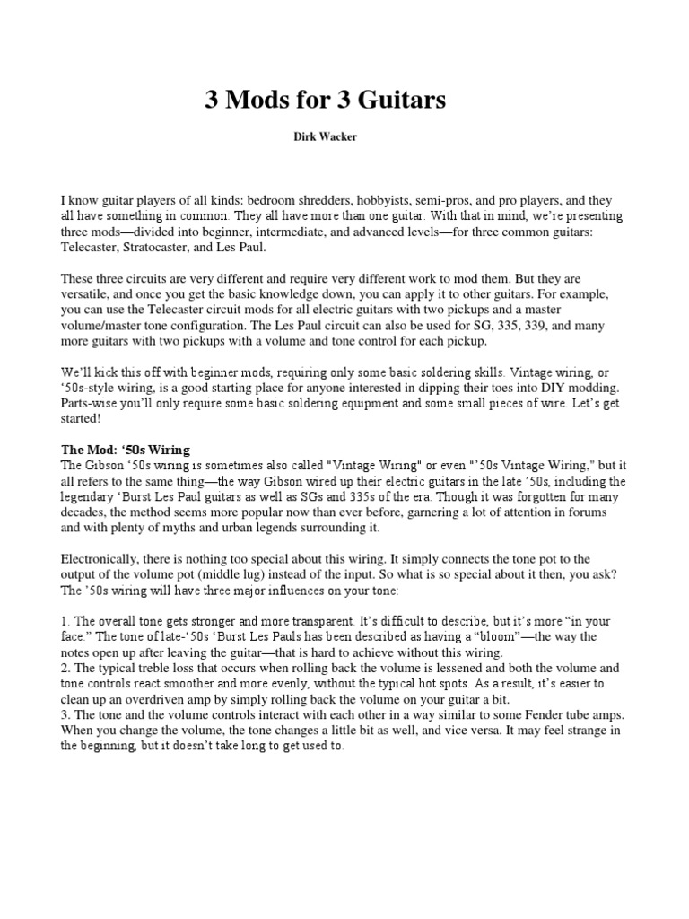 Guitar Mods: Tele, Strat, Les Paul | PDF | Guitars | Music Technology
