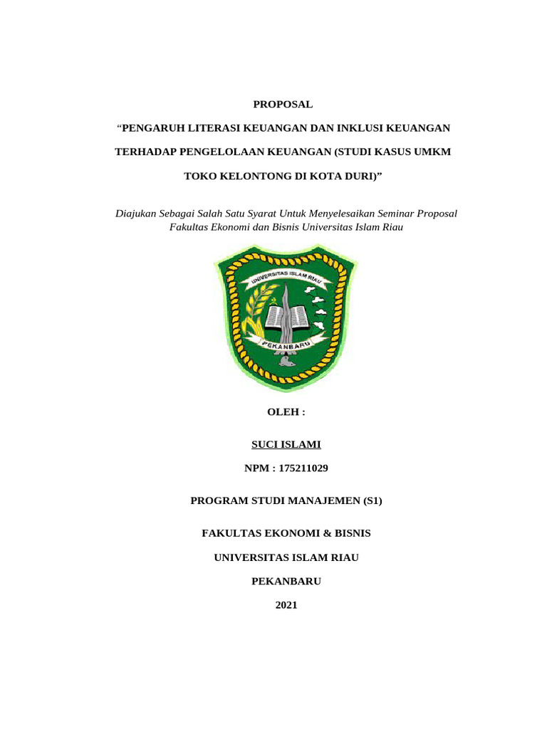 Proposal Suci Islami_175211029 | PDF