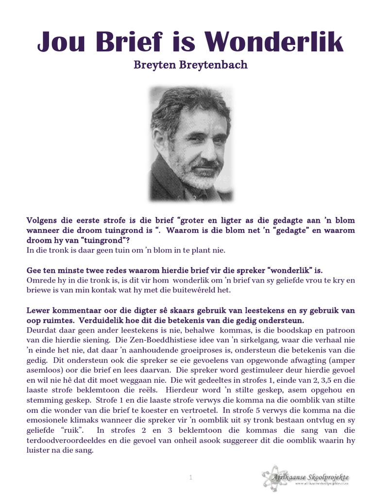 Breyten+Breytenbach+ +Jou+Brief+is+Wonderlik | PDF