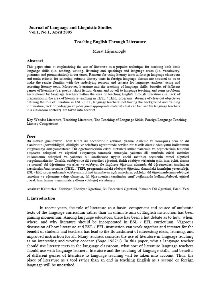Teaching English Through Literature (#122816) - 104660-1 | PDF ...