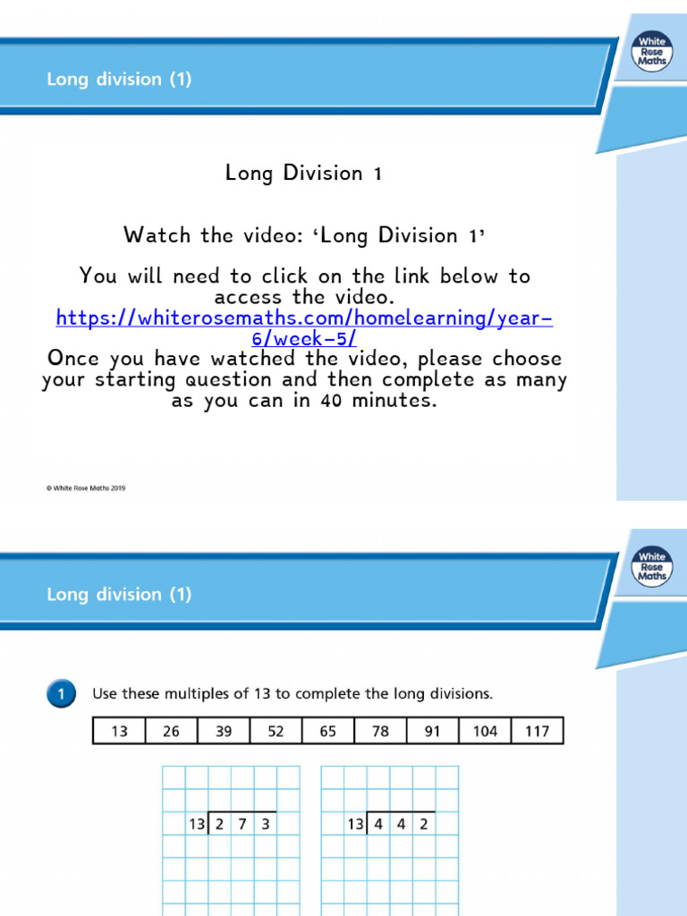 Long Division Dividing by 2 Digits Year 6 Maths | PDF